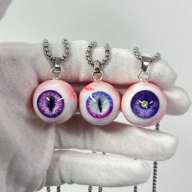 Handmade Purple Resin Eye Pendant Necklace, Gothic Jewelry for Punk ...