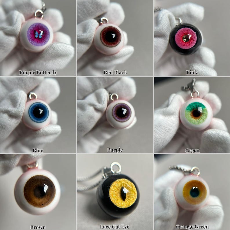 Handcrafted Resin Eyeball Jewelry Set - Gothic Charm Necklace|keychain ...