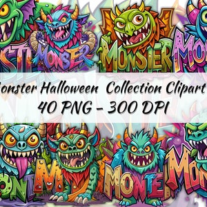 Cute Monster Clipart | Monster Clipart Bundle | 55 Colorful Creatures ...