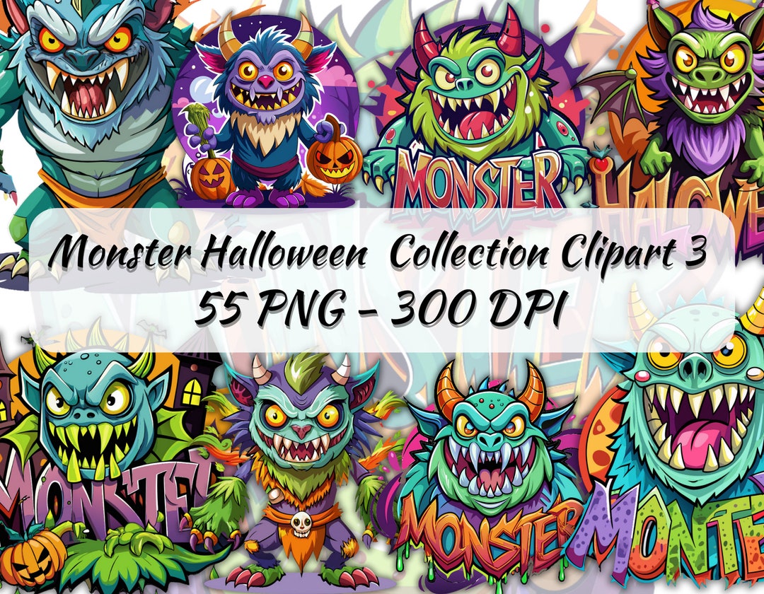 Cute Monster Clipart Monster Clipart Bundle 55 Colorful Creatures ...