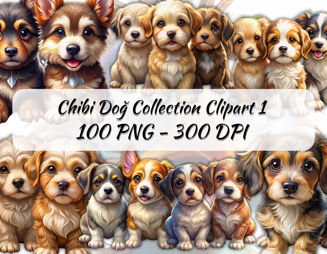 100 Cute Chibi Dog Clipart Bird Clipart Bundle Colorful Creatures ...