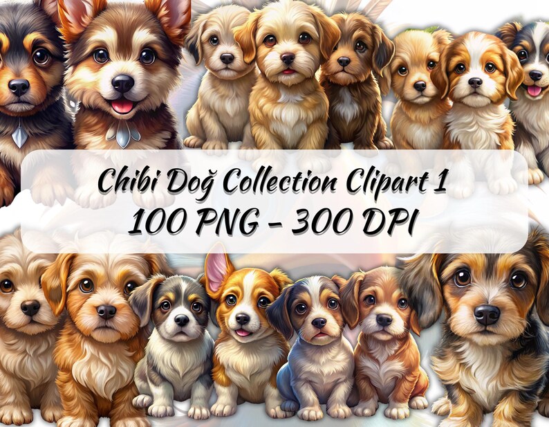 100 Cute Chibi Dog Clipart Bird Clipart Bundle Colorful Creatures ...