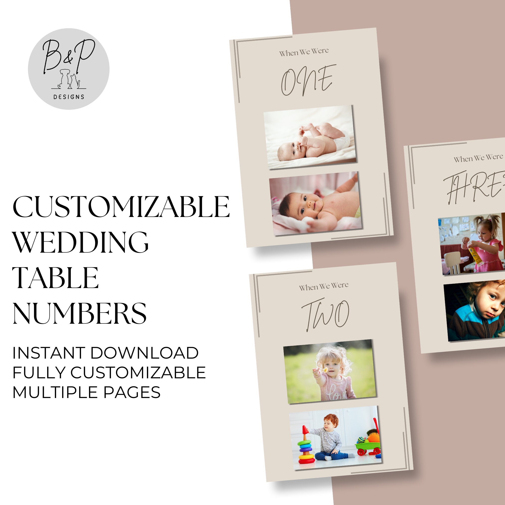 Canva Template Wedding Table Numbers Customizable With Photos Easy to ...