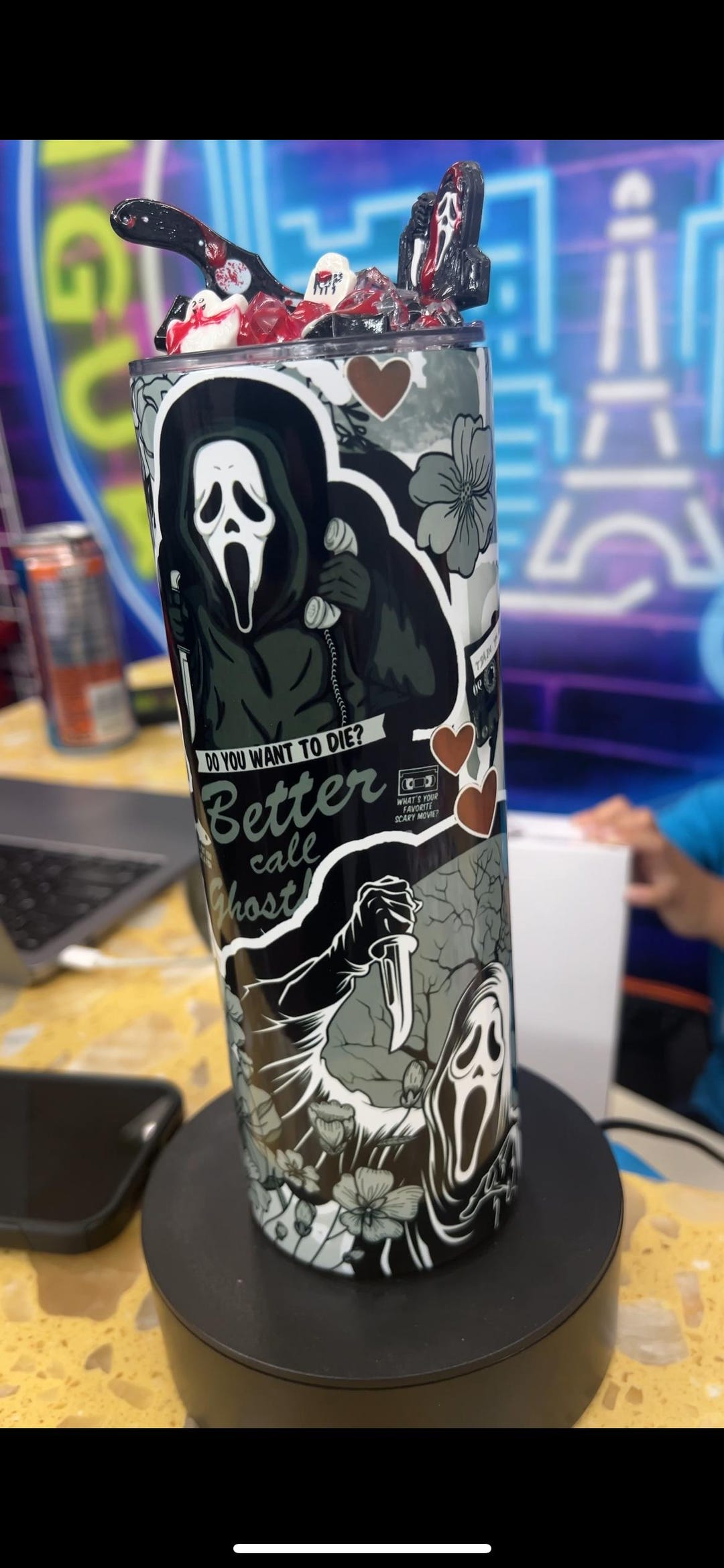 Ghostface Scream Tumbler With Hand Crafted Lid, Halloween Movie Cup ...