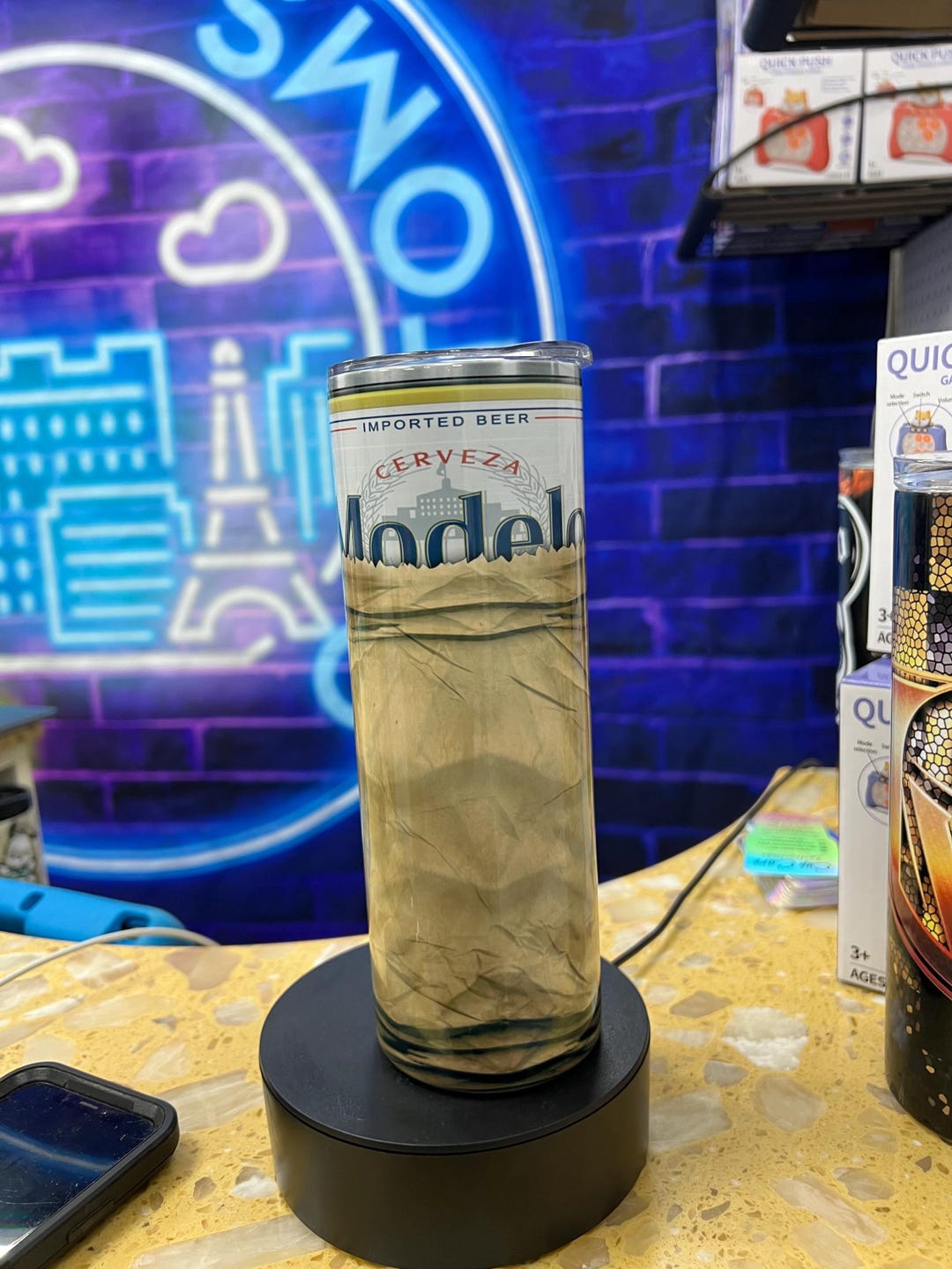 Custom Modelo Can in Paper Bag Tumbler Cup, 20oz Skinny Tumbler, Modelo ...