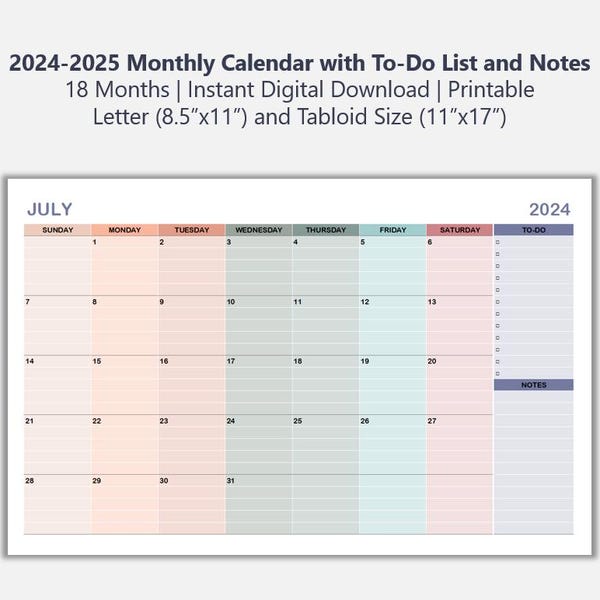 Colorful Calendar - Etsy