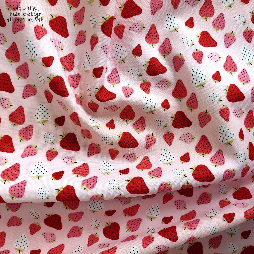 Strawberries Patch on Pink Prairie Sisters Homestead PH23422 Cotton ...