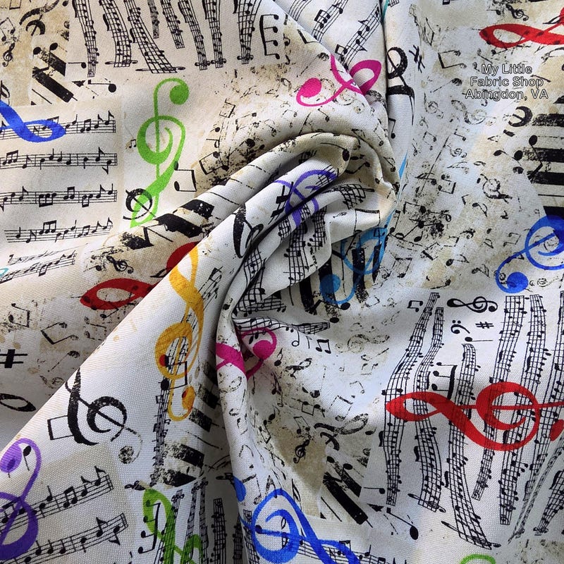 Bright Color Music Fabric - Etsy