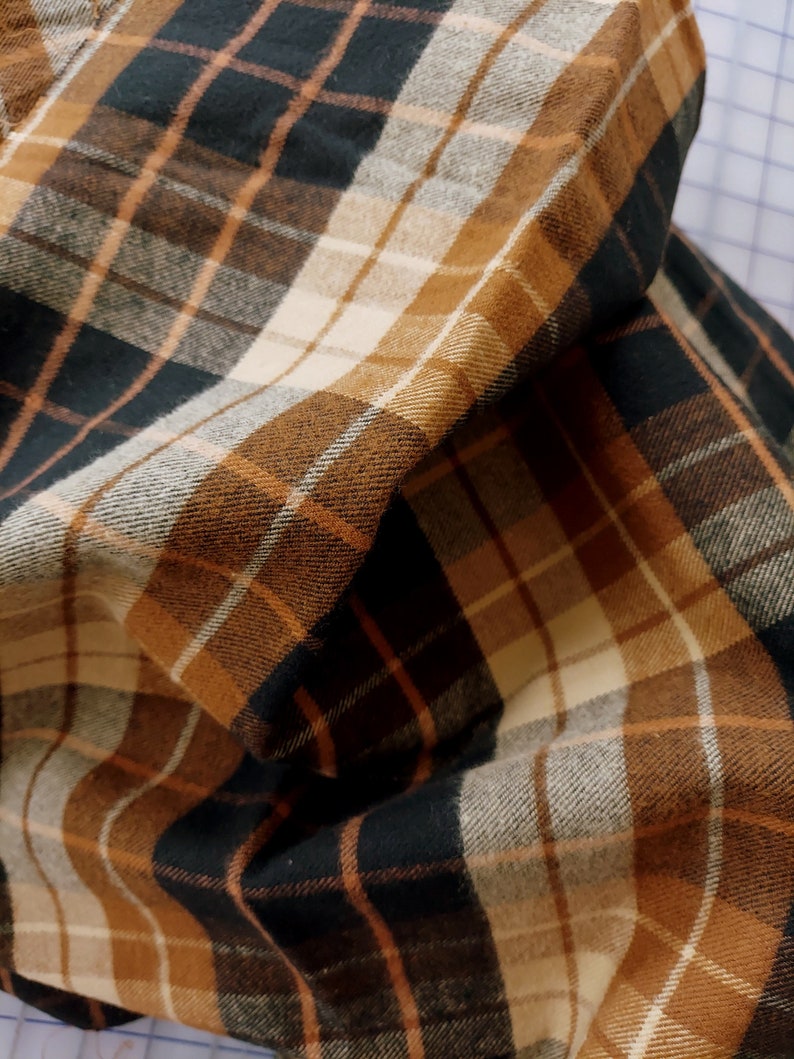 Brown Black Tan Plaid Flannel WINDSTAR WN-076 Cotton Flannel - Etsy