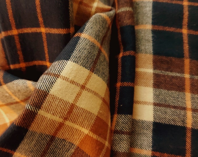 Brown, Black, Tan Plaid Flannel WINDSTAR WN-076 Cotton Flannel Fabric ...