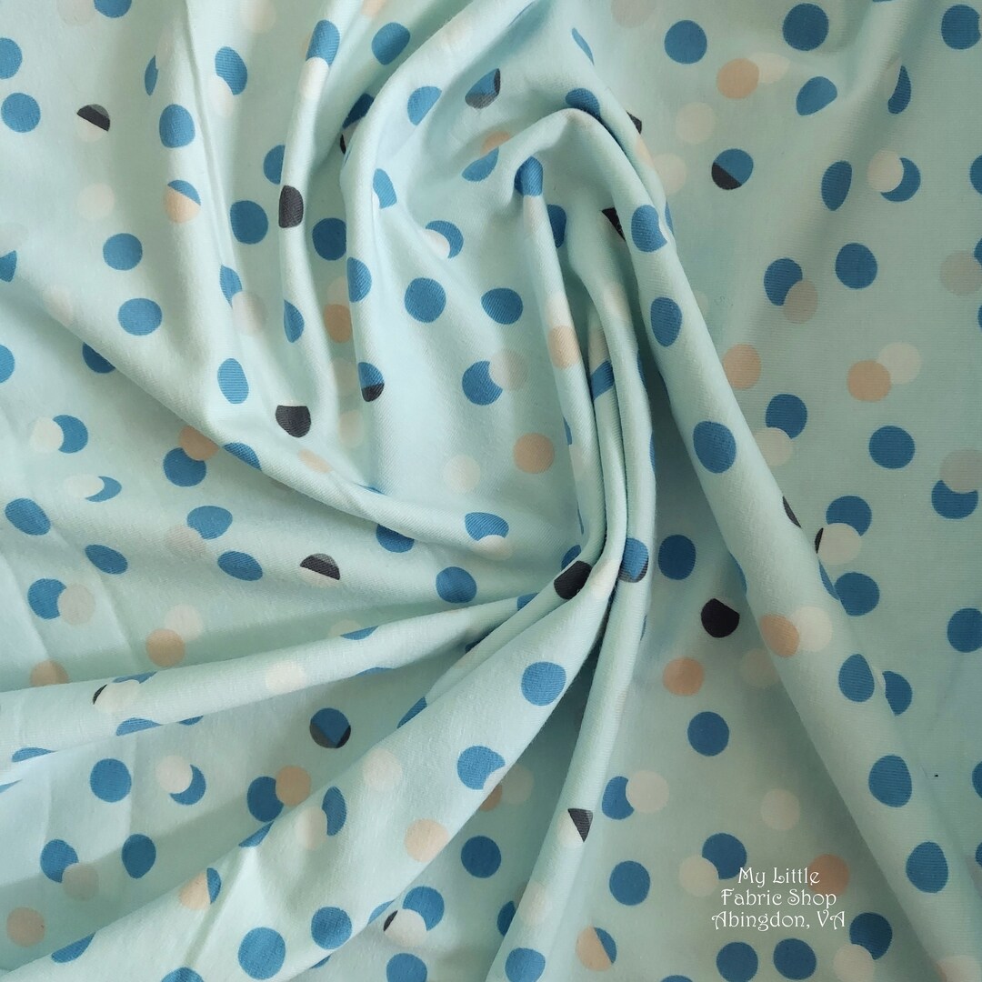 Light Blue Dots Cotton Knit Fabric Lagom Chads Retreat K-54282 by Art ...
