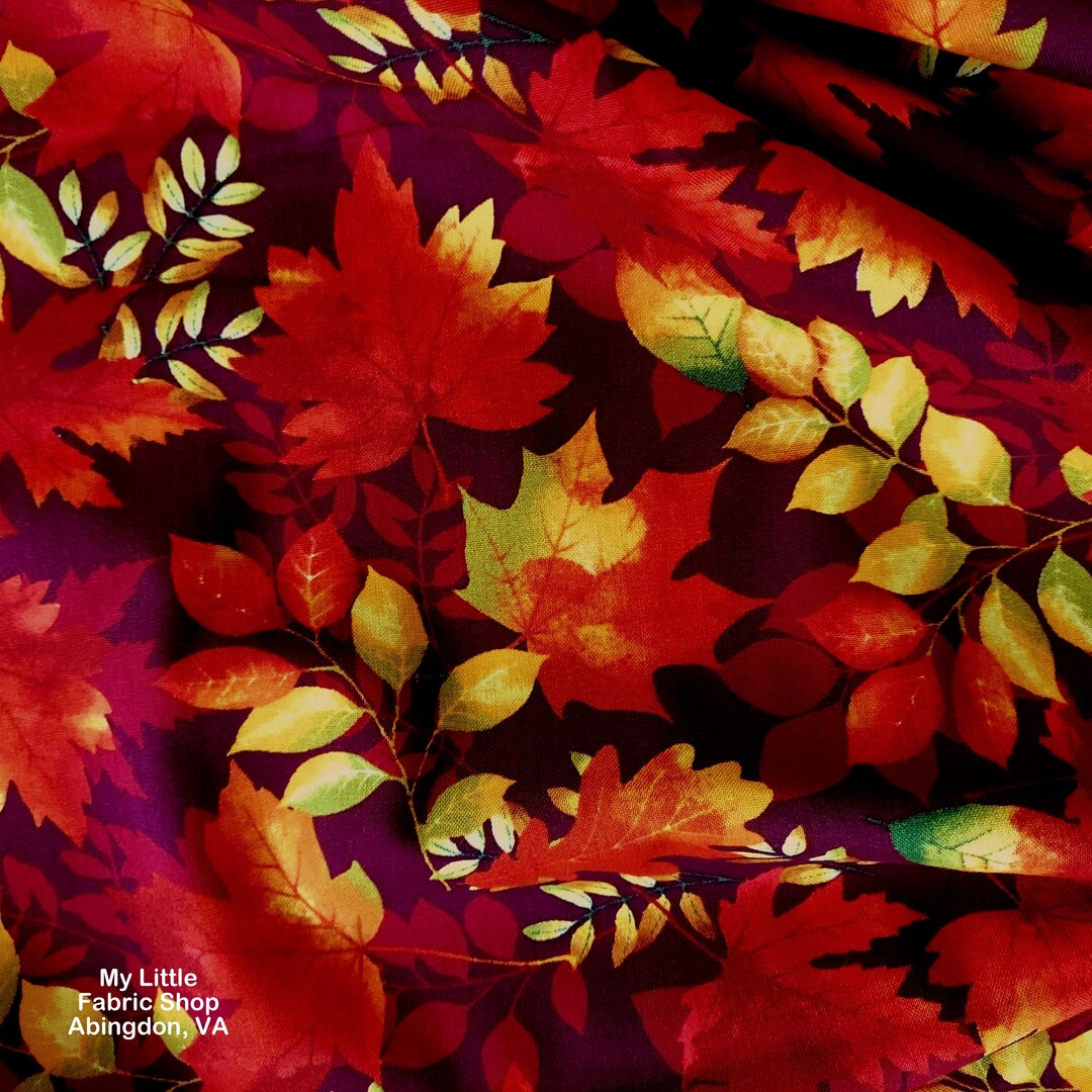 Cotton Fabric: Seeds of Gratitude 7697 Wine Leaves by Art Loft for ...