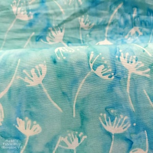 Cotton Batik Fabric: Leaves Sea Breeze Aqua Be Colourful 3081Q-X by ...