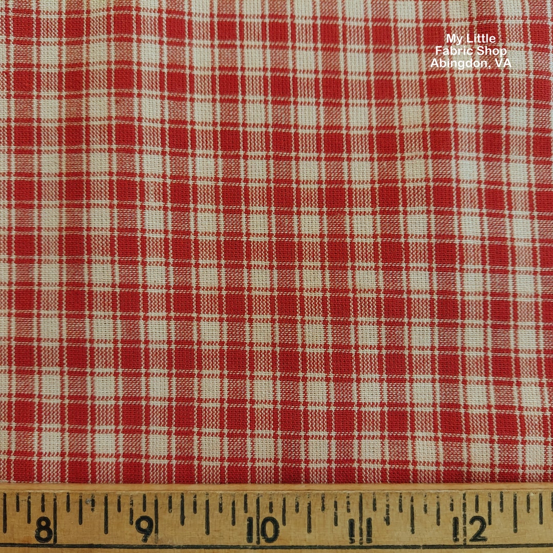 Rustic Woven Plaid in Tan and Red Color #140 Cotton Fabric - Etsy