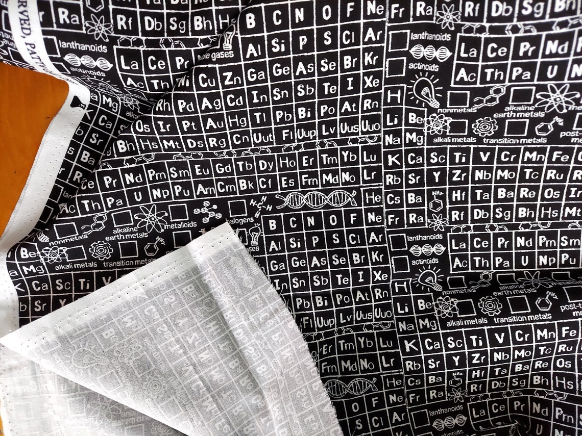Science Periodic Table Black and White Quilting Cotton Fabric | Etsy