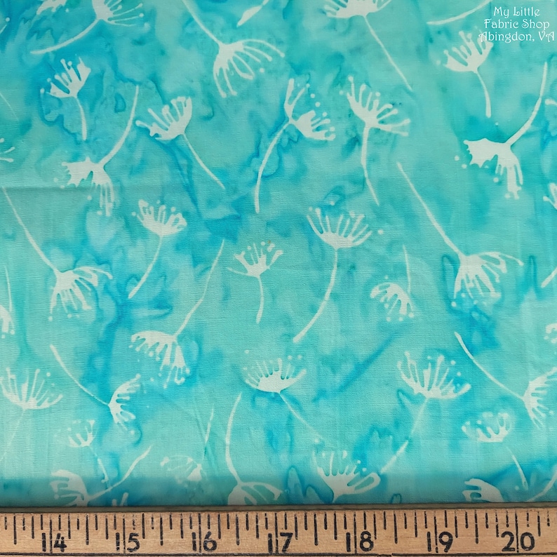 Cotton Batik Fabric: Leaves Sea Breeze Aqua Be Colourful 3081Q-X by ...