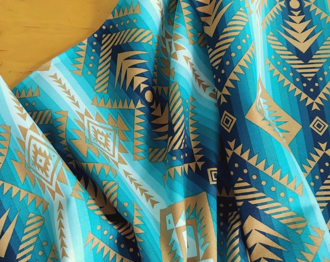 Elizabeth's Studio Tucson: Thunderbird ES 647 Turquoise Cotton Fabric ...