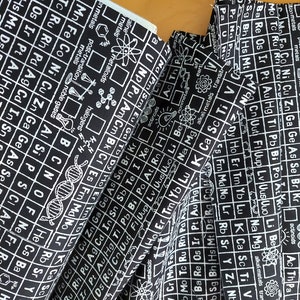 Science Periodic Table Black and White Quilting Cotton Fabric by ...