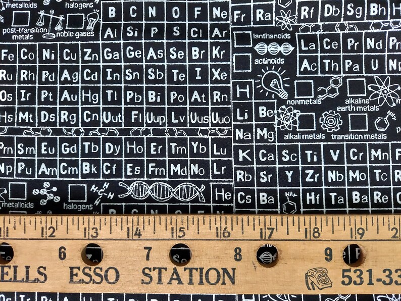 Science Periodic Table Black and White Quilting Cotton Fabric | Etsy