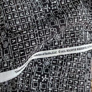 Science Periodic Table Black and White Quilting Cotton Fabric by ...