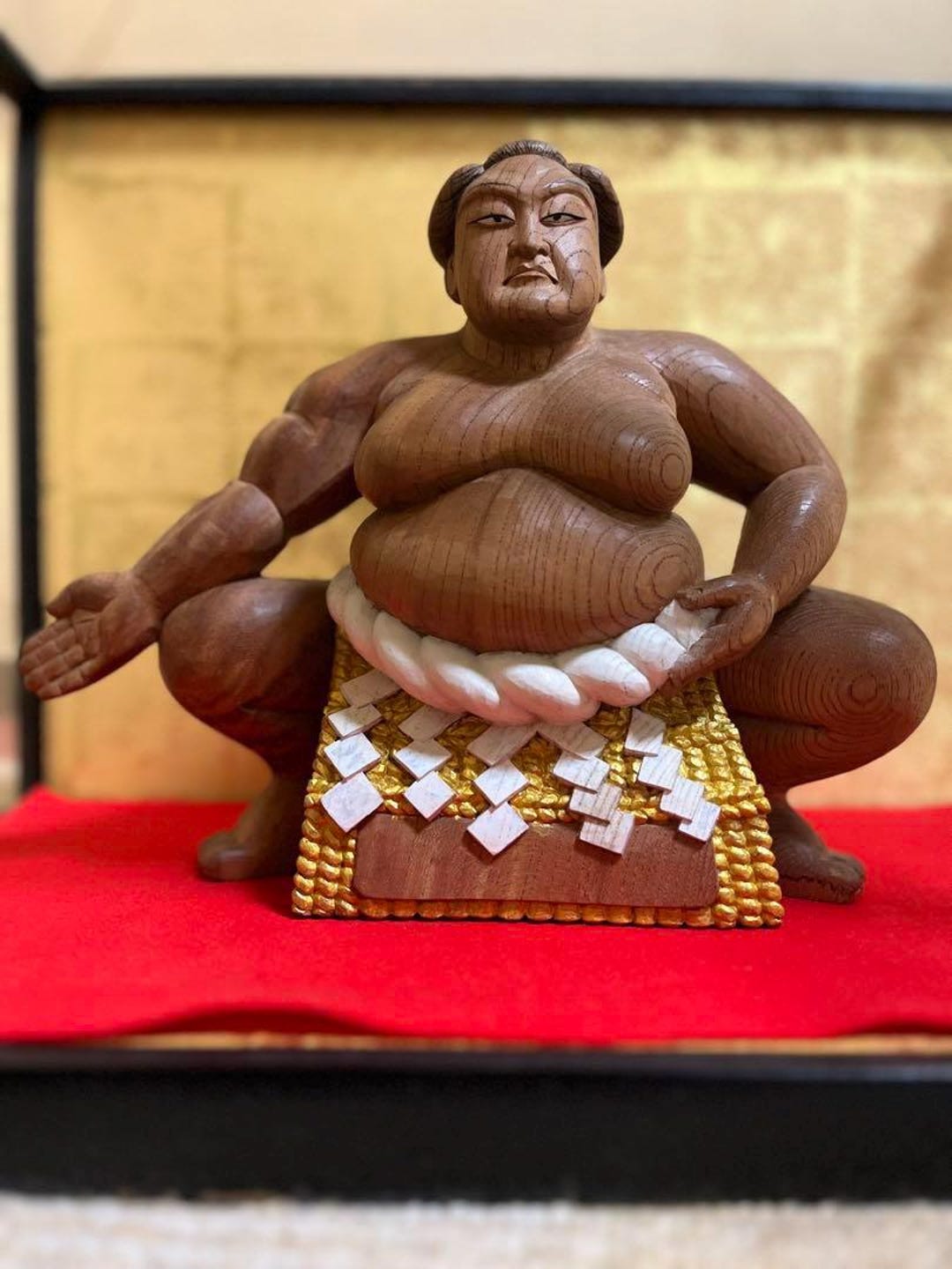 Japanese Vintage Wooden Carving Yokozuna Sumo Wresler Statue From Japan ...
