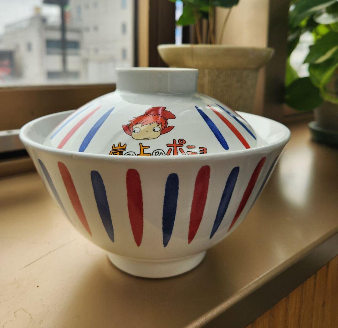 Studio Ghibli Official Ponyo on a Cliff by the Sea Lidded Ramen Bowl ...