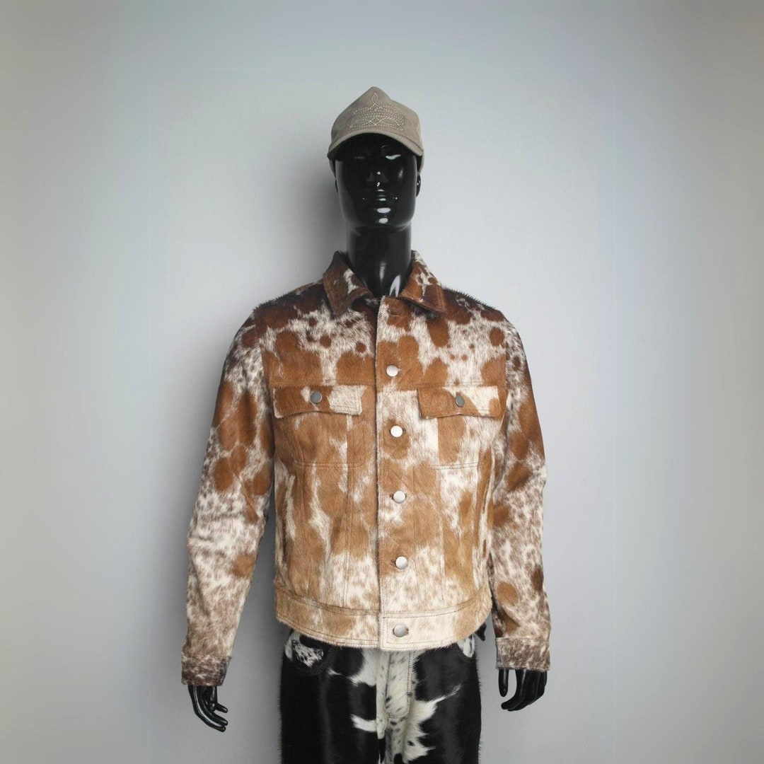 Custom Cowhide Hair-on Leather Jacket: Handmade Western Style - Etsy