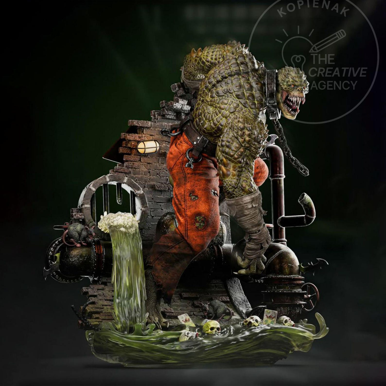 Epic Sewer Monster Fanart STL Statue | 1/6 Scale | Toxic Beast With ...