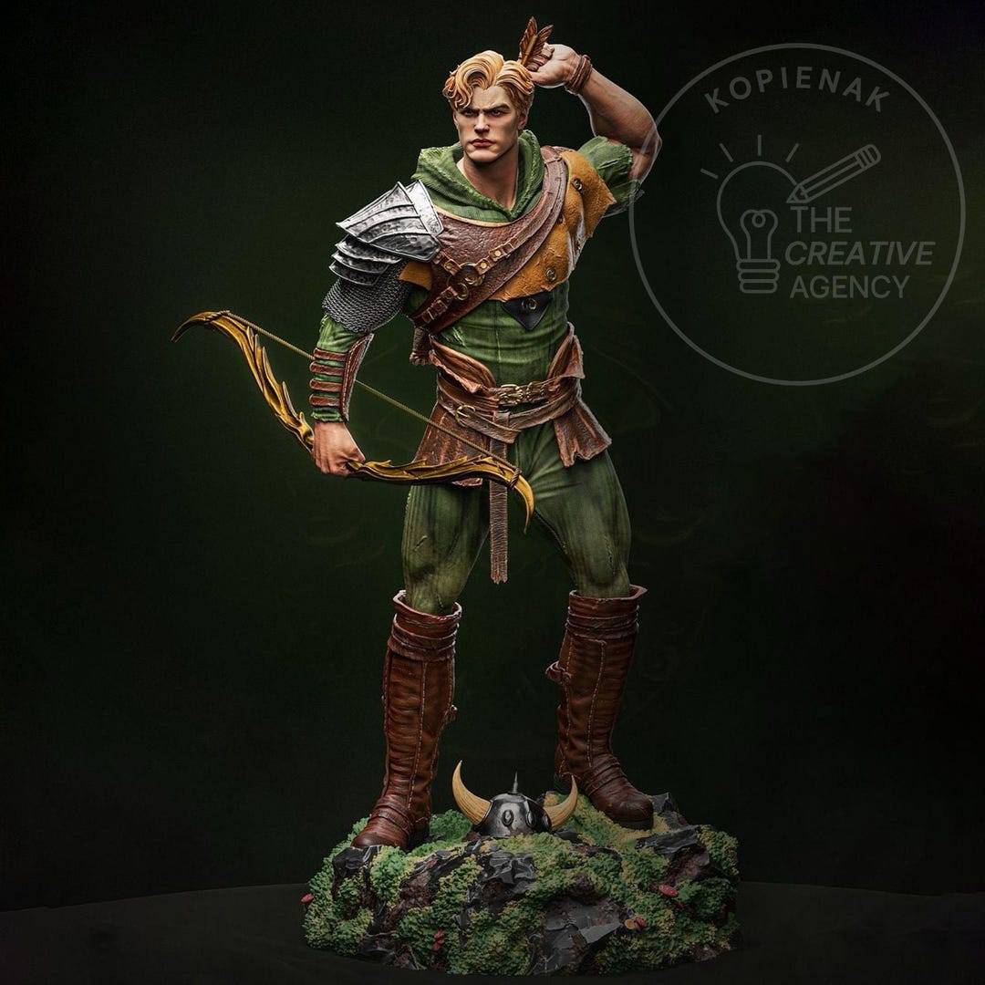 Epic Ranger Fanart STL Statue | 1/6 Scale | Archer Hero With Magic Bow ...