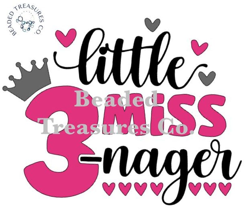 Little Miss Threenager PNG Bundle | Birthday | Event | Party | Girly ...