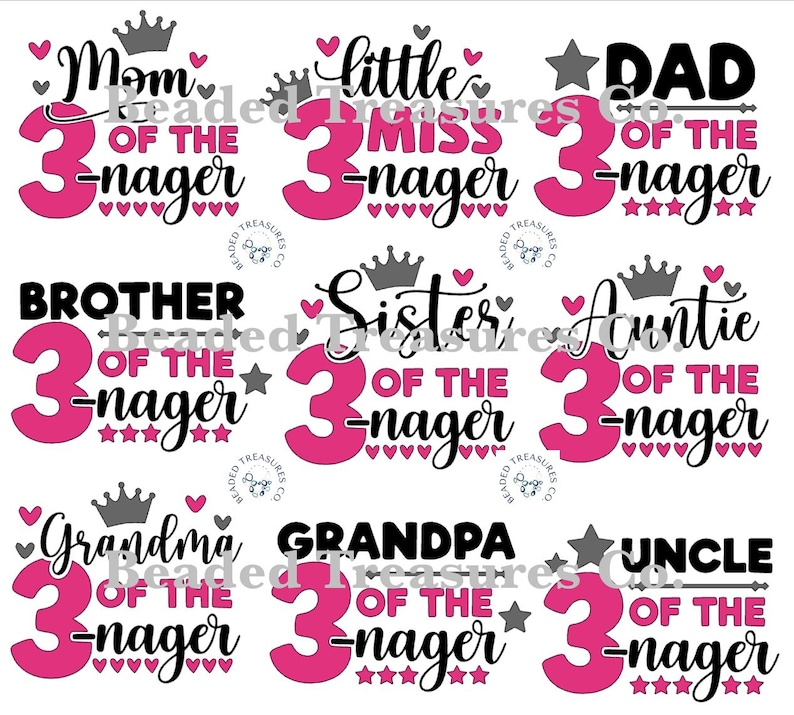 Little Miss Threenager PNG Bundle | Birthday | Event | Party | Girly ...