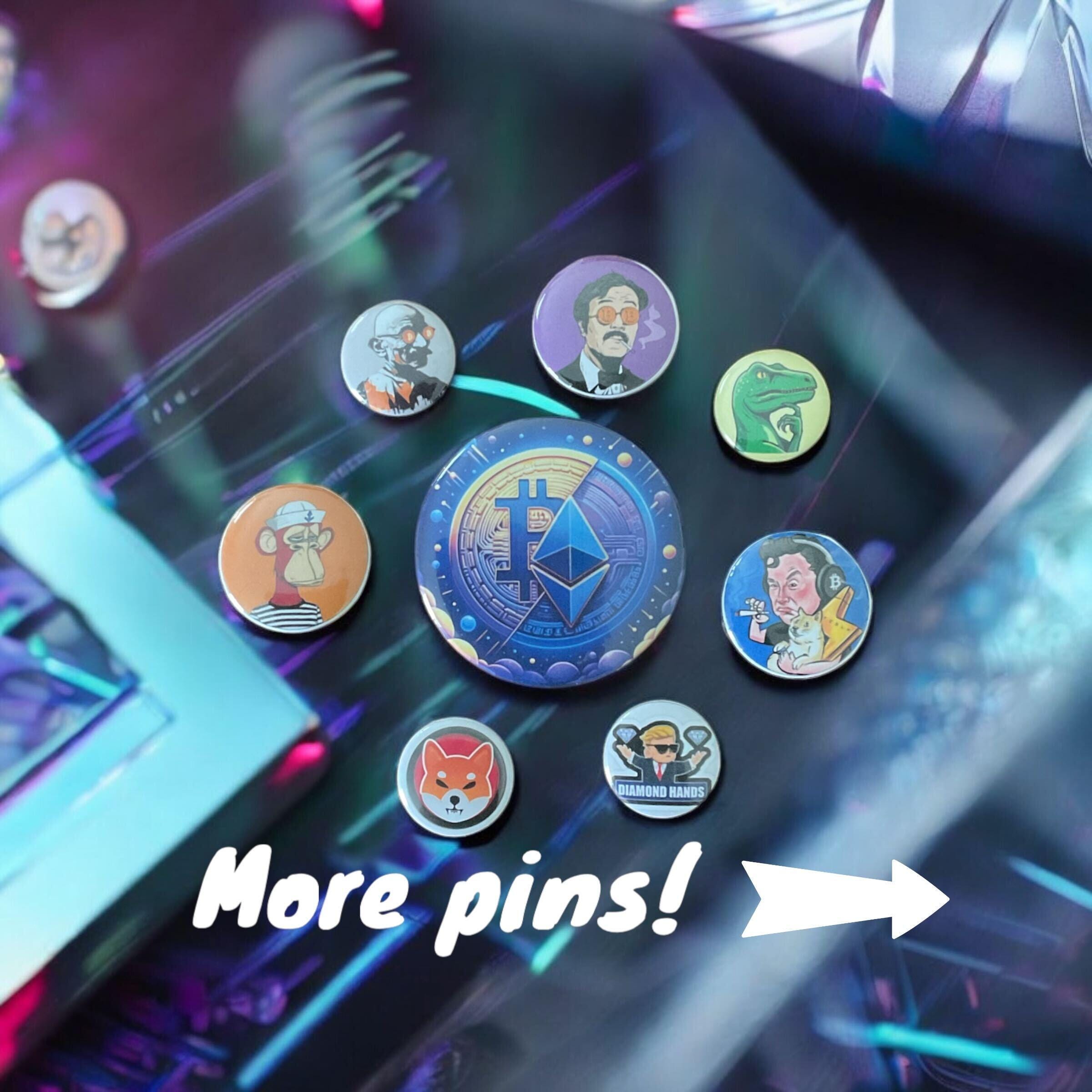 Bitcoin, Altcoin & Meme Coin Pin Back Button Badges. - Etsy