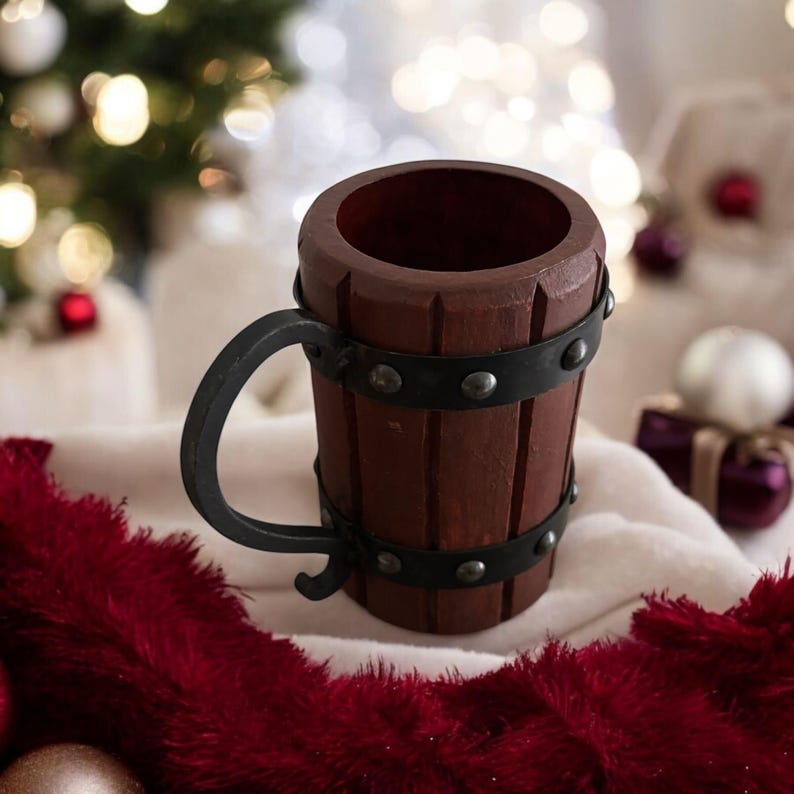 Medieval Wooden Beer Mug Handcrafted Rustic Tankard Made From Wood and ...