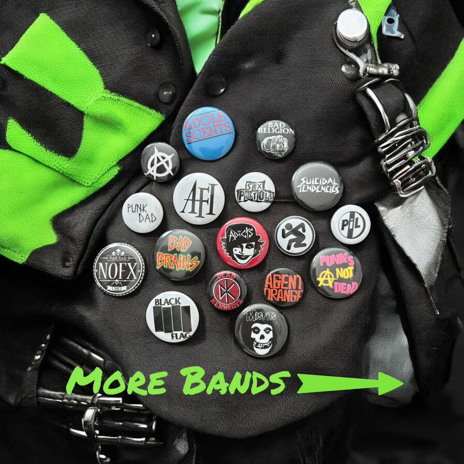 Punk Rock Band Logo Pins - Unique Pinback Buttons, Band Pins, Music ...