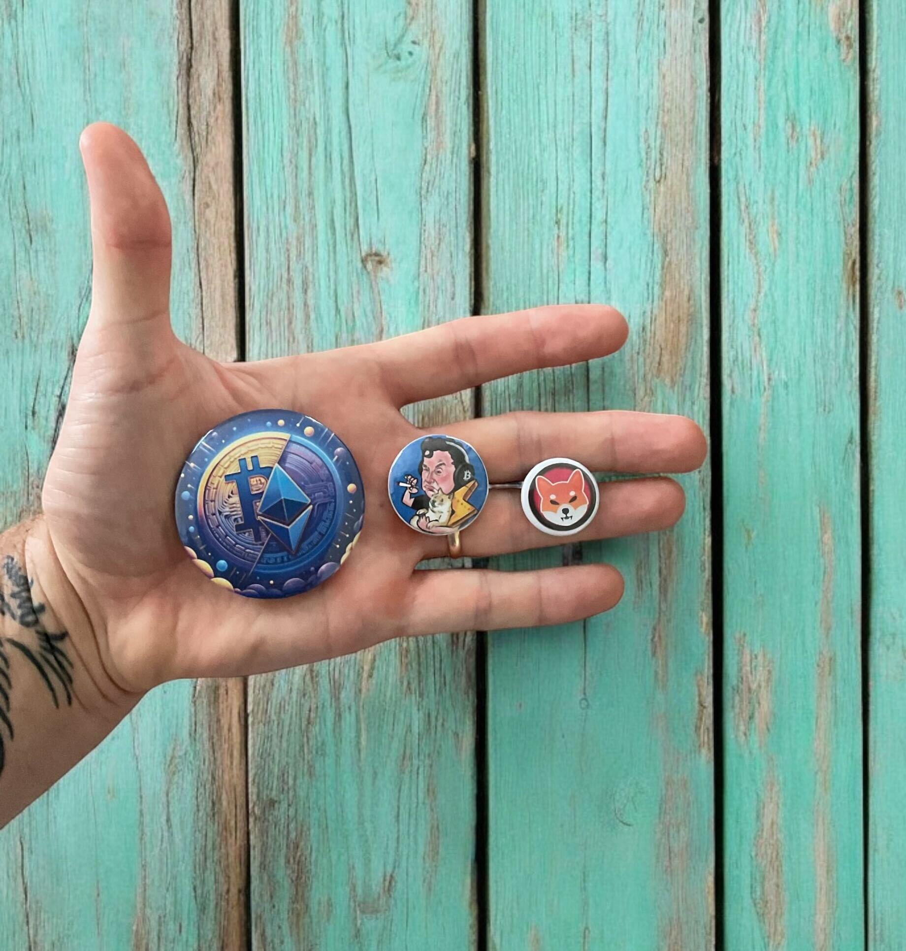 Bitcoin, Altcoin & Meme Coin Pin Back Button Badges. - Etsy