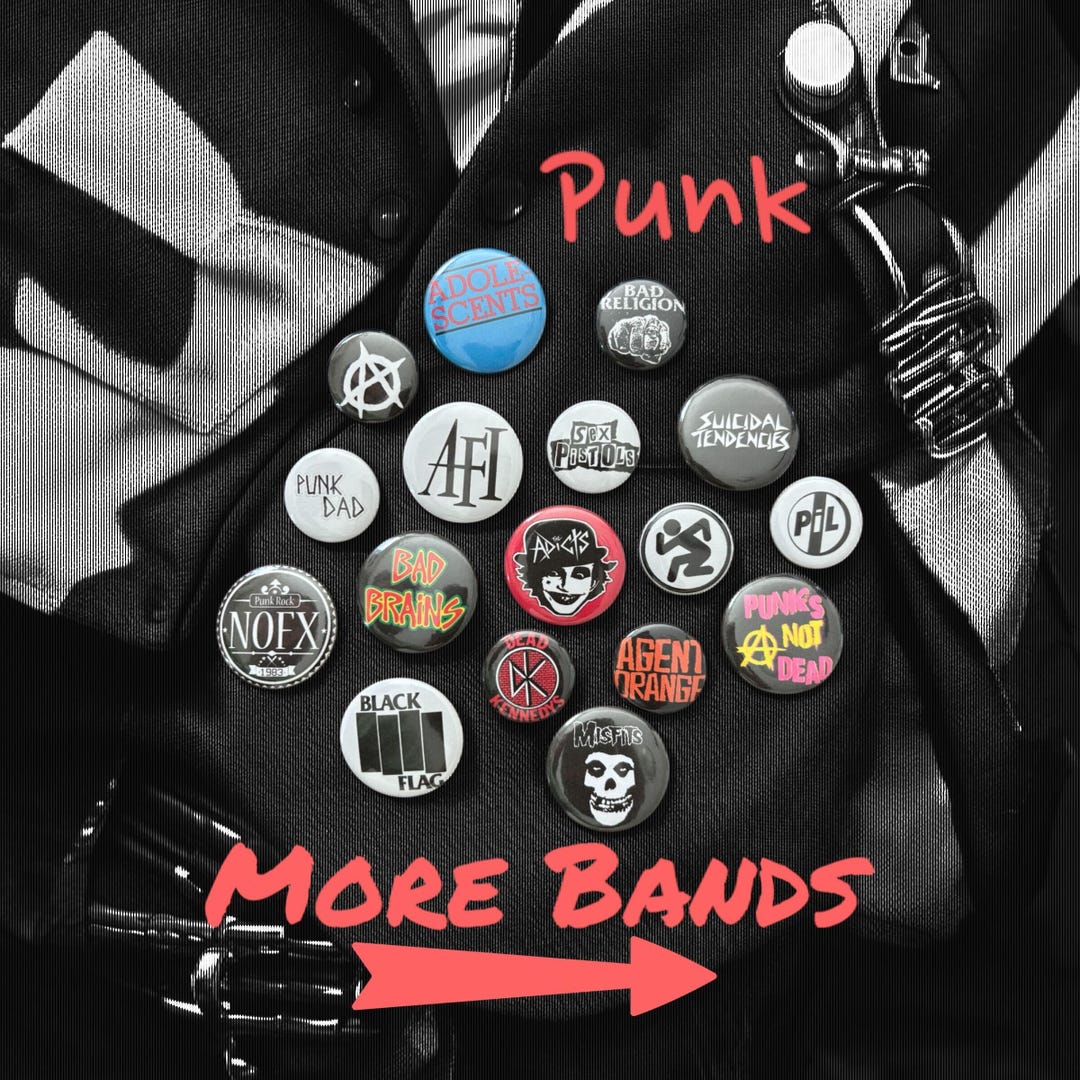 Punk Rock Band Pinback Buttons/badges, Hardcore Punk, Skate Punk, Surf ...