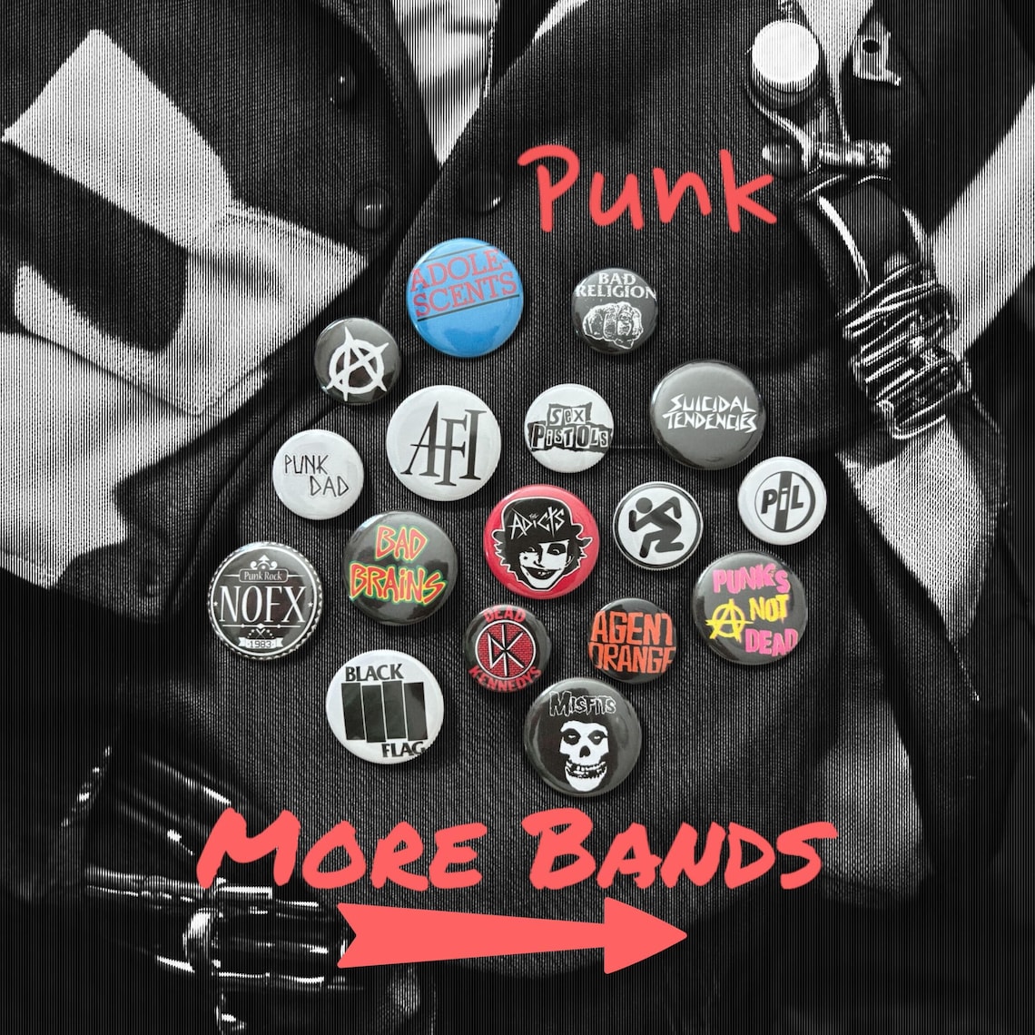 Punk Rock Band Pinback Buttons/badges, Hardcore Punk, Skate Punk, Surf ...