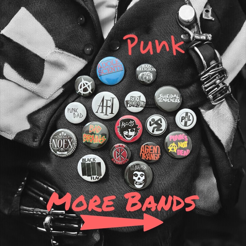 Punk Rock Band Pinback Buttons/badges, Hardcore Punk, Skate Punk, Surf ...