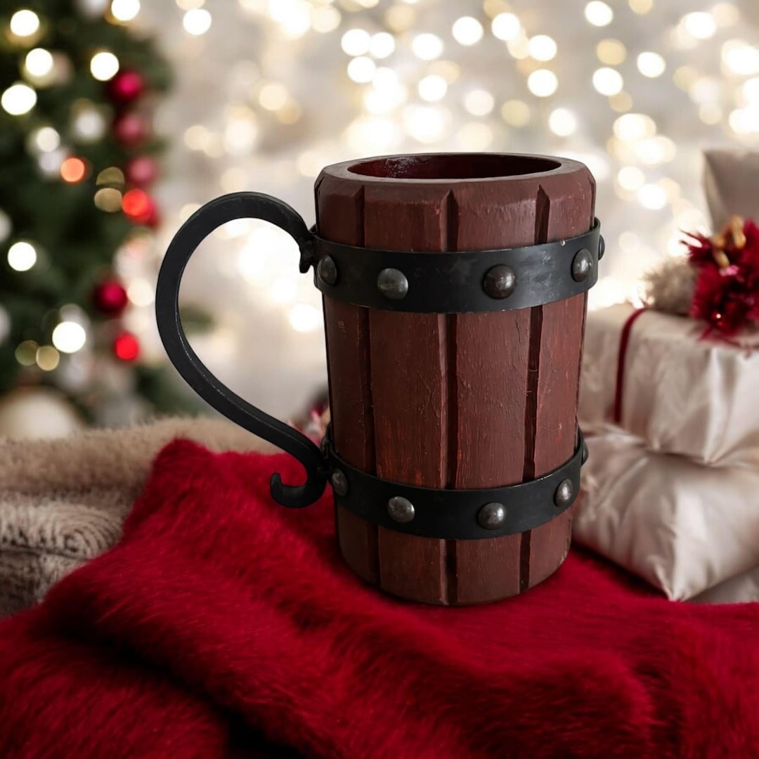 Medieval Wooden Beer Mug Handcrafted Rustic Tankard Made From Wood and ...