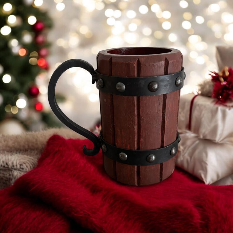 Medieval Wooden Beer Mug Handcrafted Rustic Tankard Made From Wood and ...