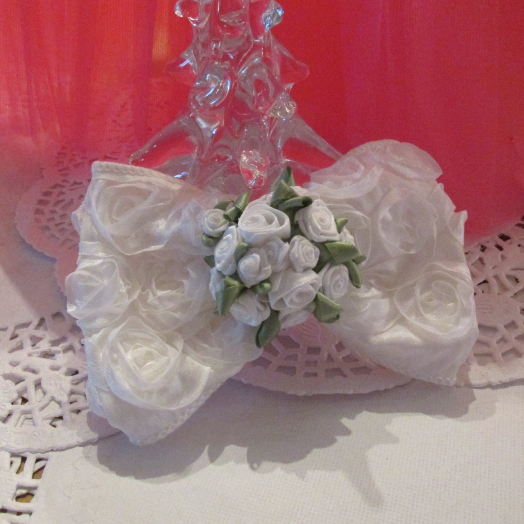 SUMMER Sale-first Holy Communion- White Rosette Ribbon Hair Clip Bow - Etsy