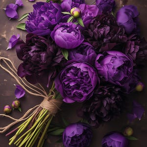 A Bouquet of Large Dark Purple Peonies - Etsy