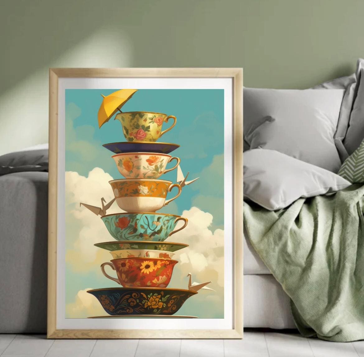 A Stack of Vintage Teacups and Saucers - Etsy