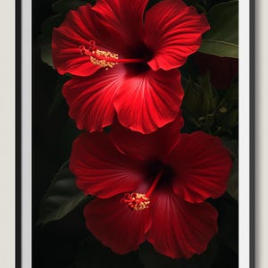 Two Paintings of Beautiful Red Hibiscus Flowers - Etsy