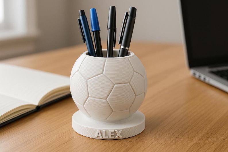Custom 3d-printed Soccer Ball Pen Holder - Personalized Desk Organizer ...
