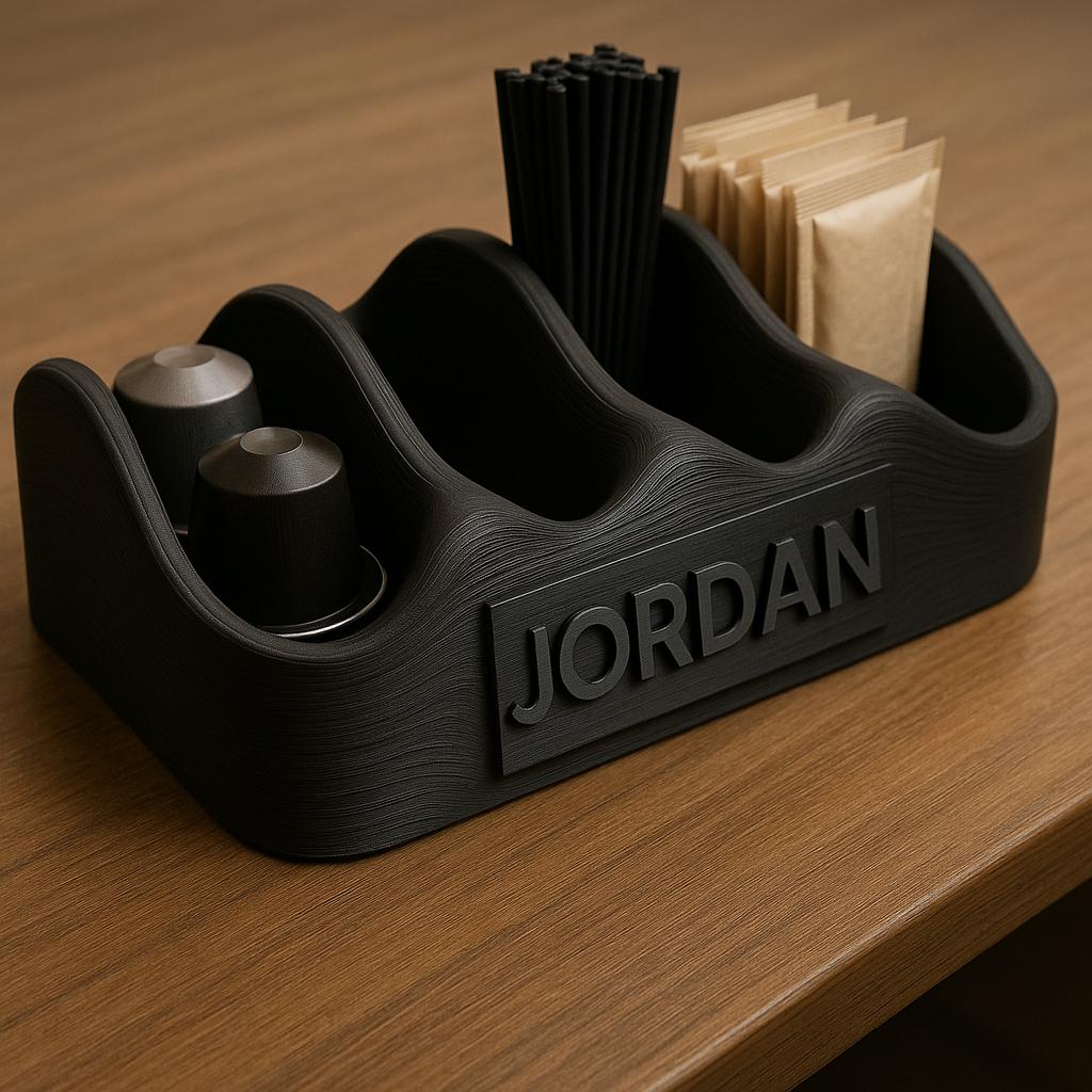 Personalized 3D Printed Coffee Station Organizer – Wavy Desk Tray for ...