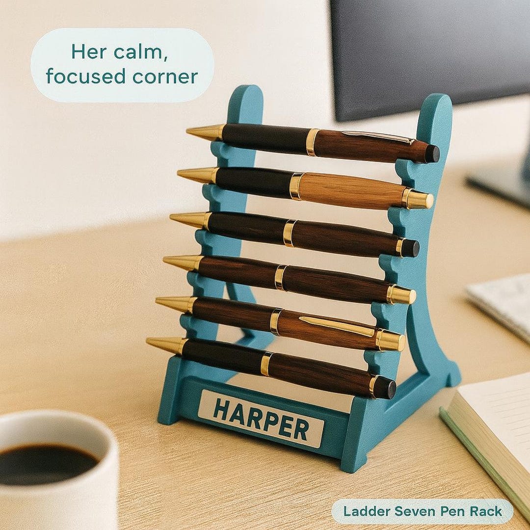 Ladder Personalized Pen Display Rack With Nameplate | Desk Organizer ...