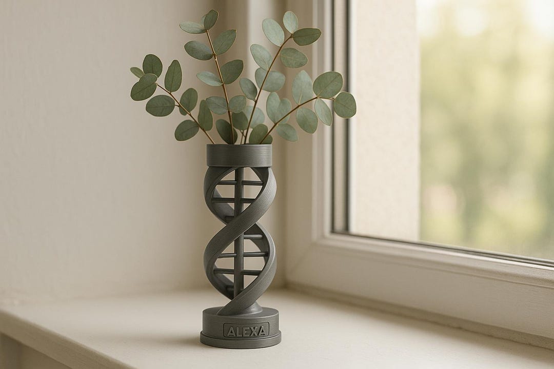Personalized DNA Helix Vase, 3-D Printed “genome Blossom” • Custom Name ...