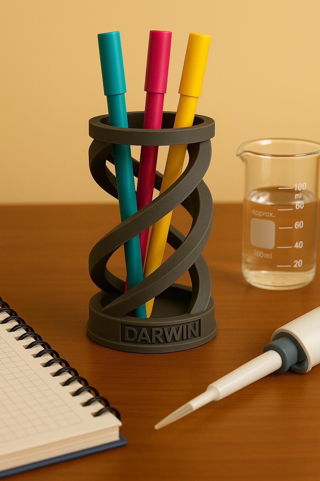 Personalized DNA Pen Holder, 3D Printed Double-helix Desk Organizer ...