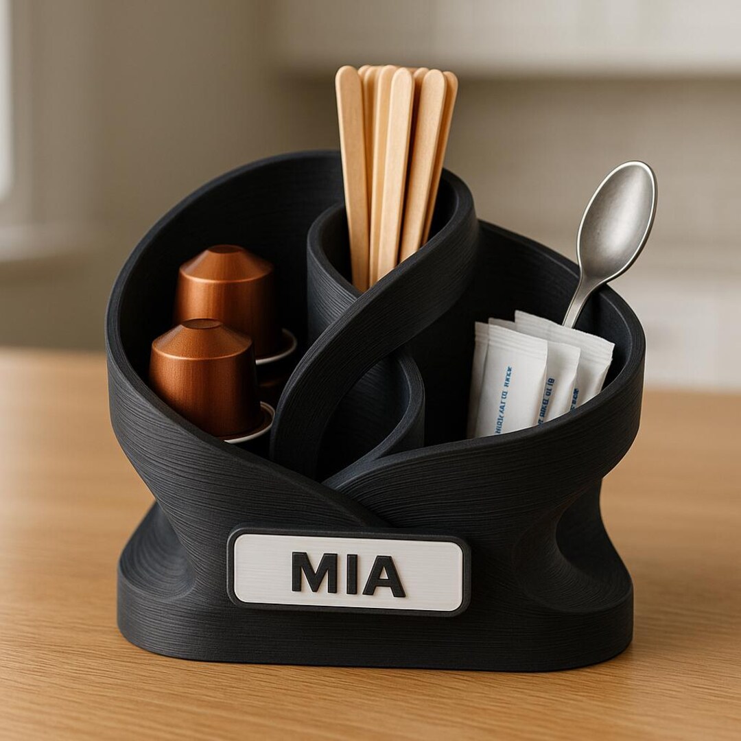 3d‑printed Coffee Pod Organizer – Personalized Nameplate, Unique Möbius ...